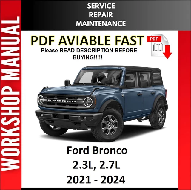 FORD BRONCO 2021 2022 2023 2024 Service Repair Workshop Manual £15.38 ...