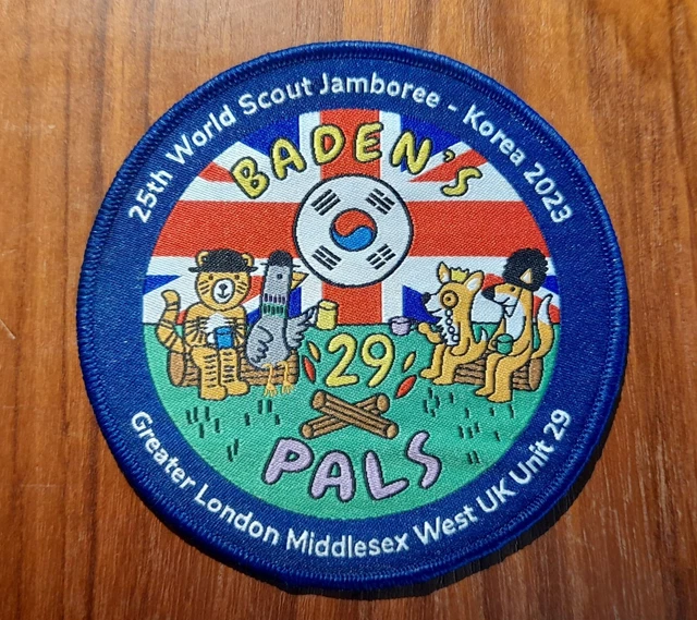 WORLD SCOUT JAMBOREE Korea 2023 - UK Unit 29 badge/patch, Baden's Pals ...