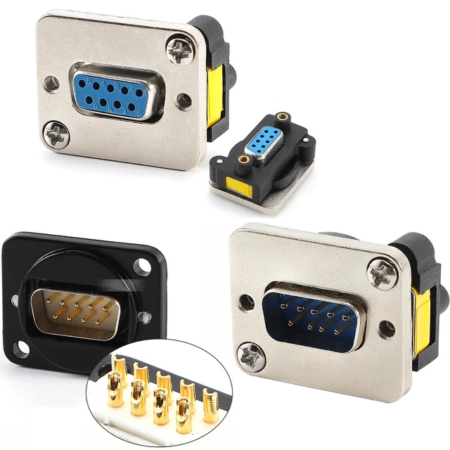 D-TYPE VGA 9 Pin D-SUB DB9 RS232/485 Solder Connector Mounting Panel ...