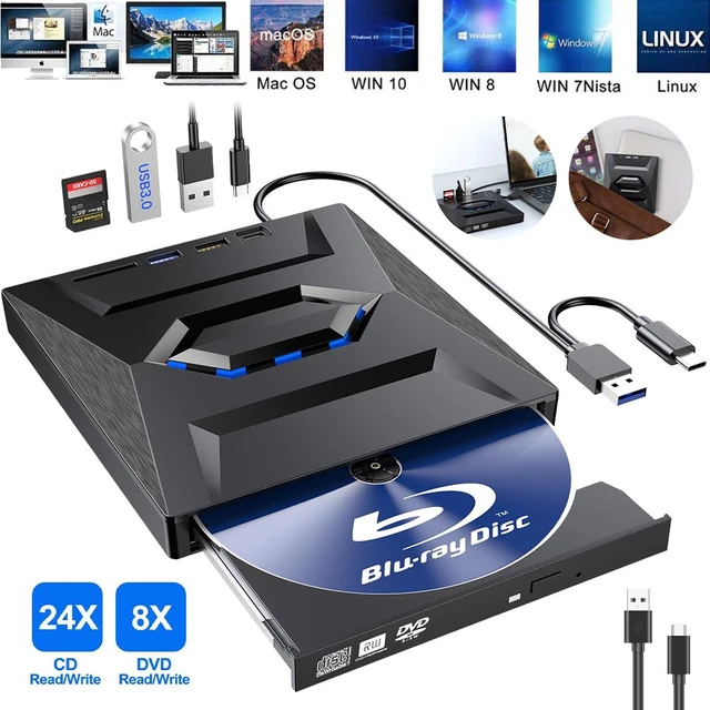 EXTERNAL DRIVE DVD/CD/SD Card/TF Card Reader Burner Player For Laptop ...