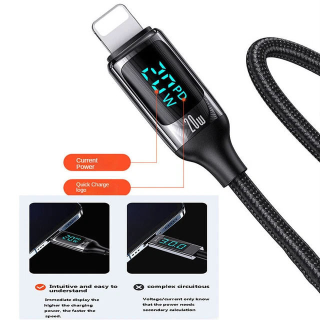LED DISPLAY CABLE PD 100W Fast Charging 6A USB TO Type-c Phone Ca'EN ...