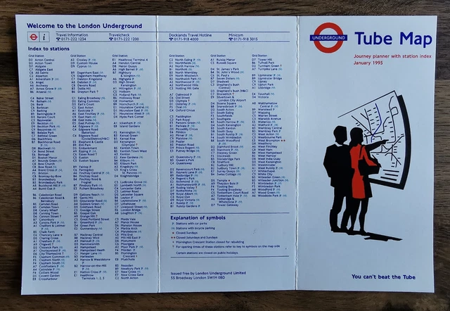 LONDON UNDERGROUND TUBE Map Journey Planner - January 1995 £10.00 ...