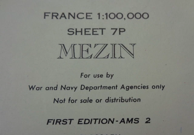 WW2 US MILITARY map of FRANCE entitled "MEZIN" £29.99 - PicClick UK