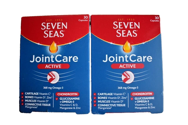 SEVEN SEAS JOINTCARE Active 60 Capsules Glucosamine Omega-3 Chondroitin ...