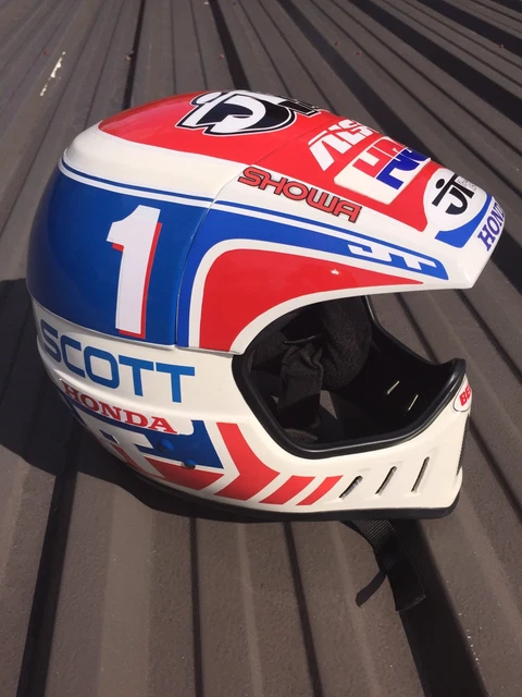 JT RACING ALS-2 New NOS Red Blue Helmet David Bailey Replica AHRMA ...