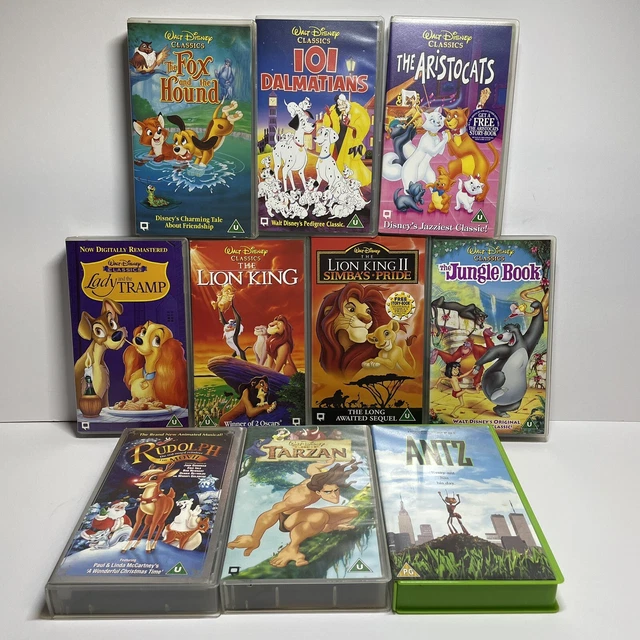 10 X WALT Disney Film Movie VHS Tapes Bundle Clear Cases Visually ...