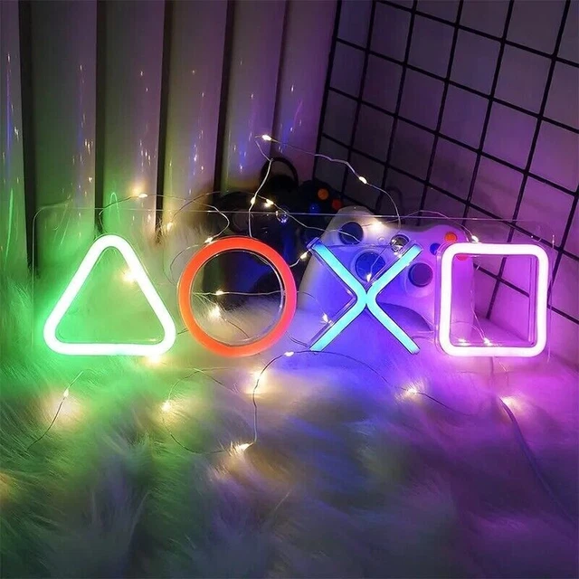 PLAYSTATION BUTTON LED Neon Sign Night Light USB Hanging Lamp Home ...