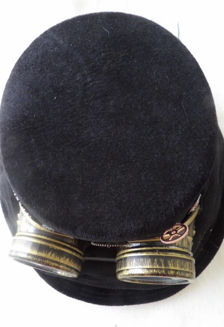 BLACK TOP Hat Steam Punk With Goggles Female/ Net Hatband Cosplay £17. ...