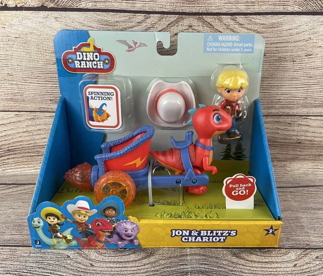DINO RANCH JON Figure & Blitz Chariot Dinosaur Toy NEW Pull Back & Go ...