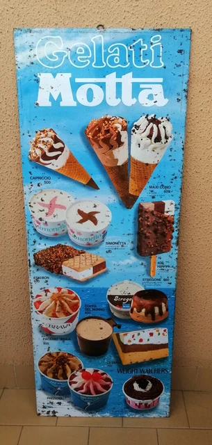 TABELLA GELATI MOTTA 1977 insegna gelato vintage epoca listino prezzi ...