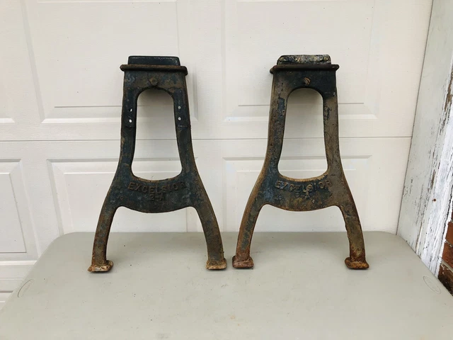 ANTIQUE CAST IRON Legs Industrial Table Base Lathe Excelsior £493.25 ...