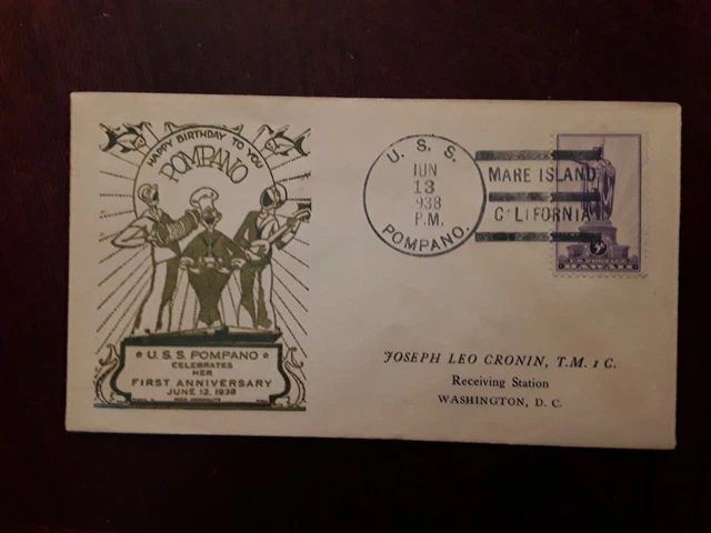 WORLD WAR 2 Naval Envelope USS Pompano 1938 $4.49 - PicClick