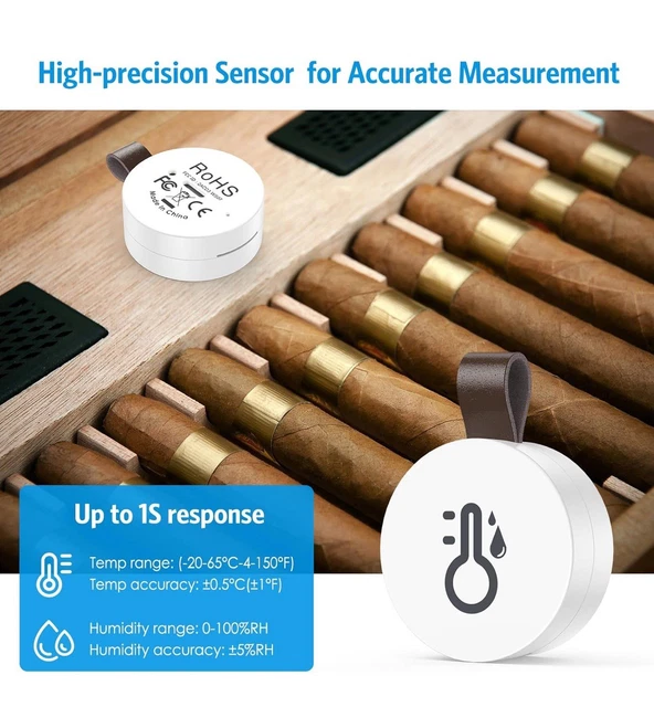 ROOM TEMPERATURE HUMIDITY Sensor with Smart APP Alert Bluetooth 5.0 ...