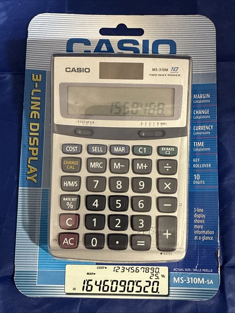 NEW CASIO MS-310M Two Way Power Solar Battery Desktop Calculator 10 ...