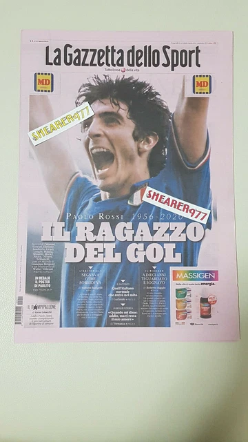 PAOLO ROSSI Italian Magazine Gazzetta Dello Sport 11/12/2020 Il Ragazzo ...
