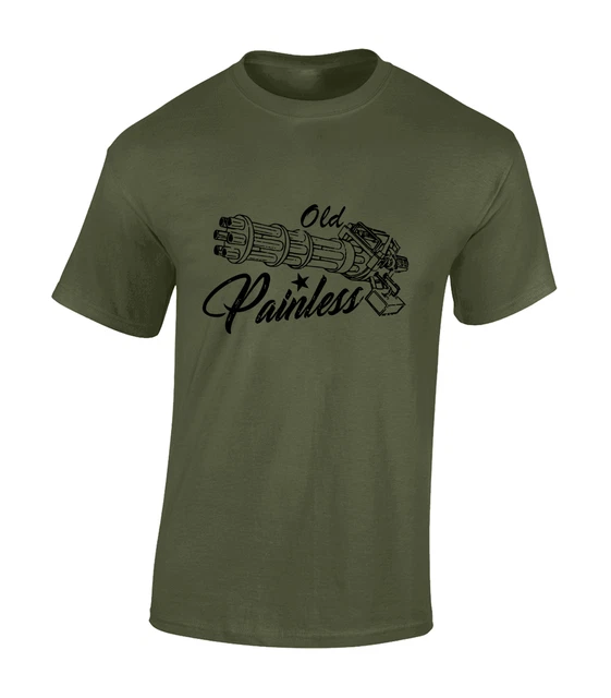 OLD PAINLESS MENS T Shirt Funny Retro Arnie Gun Predator Classic Action ...