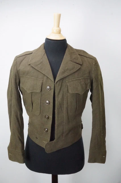VINTAGE MENS 1947 WWII OD Green Wool Crop USA Military Ike Field Jacket ...
