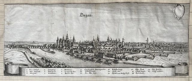 GRAVURE CARTE PLAN VUE « TORGAU ». MERIAN MATTHÄUS 1650 Topographia ...