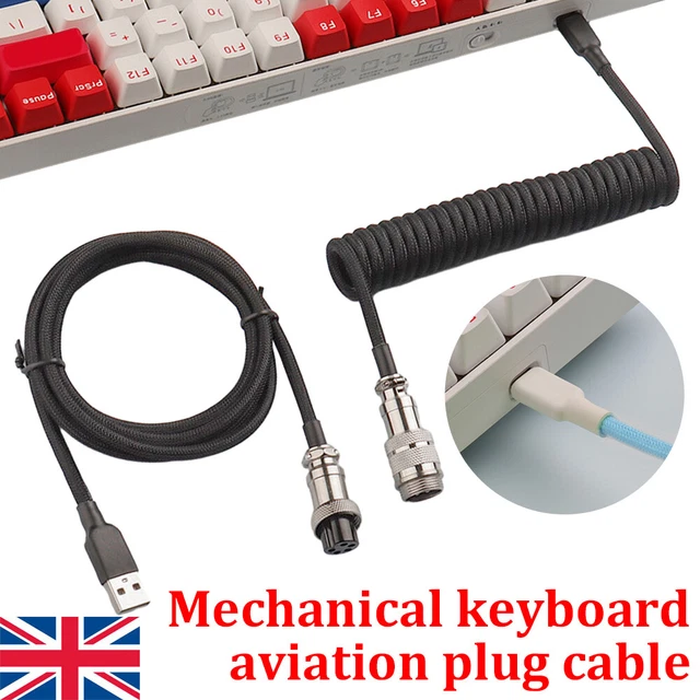 MECHANICAL KEYBOARD AVIATOR Cable Aviation Connector Coiled Type-C to ...