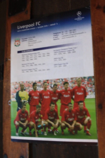 UEFA CHAMPIONS LEAGUE booklet)) team presentation LIVERPOOL FC 2005 ...