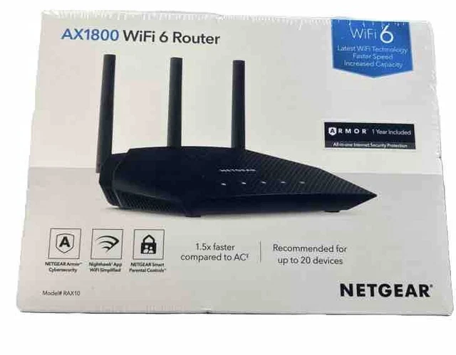 NETGEAR AX1800 DUAL Band 4-Stream RAX10-100NAS WiFi 6 Router - NEW ...