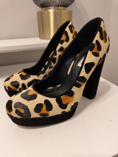 LIMITED EDITION DUNE London Size UK 3.5 pony fur leopard print platform ...