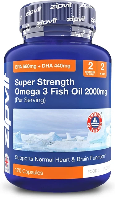 OMEGA 3 FISH Oil 2000Mg, EPA 660Mg DHA 440Mg per Daily Serving. 120 Capsules (2 £13.26 - PicClick UK