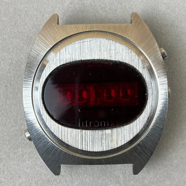 VINTAGE MEN'S LITRONIX LED Red Screen Steel Digital Watch AS-IS £32.54 ...
