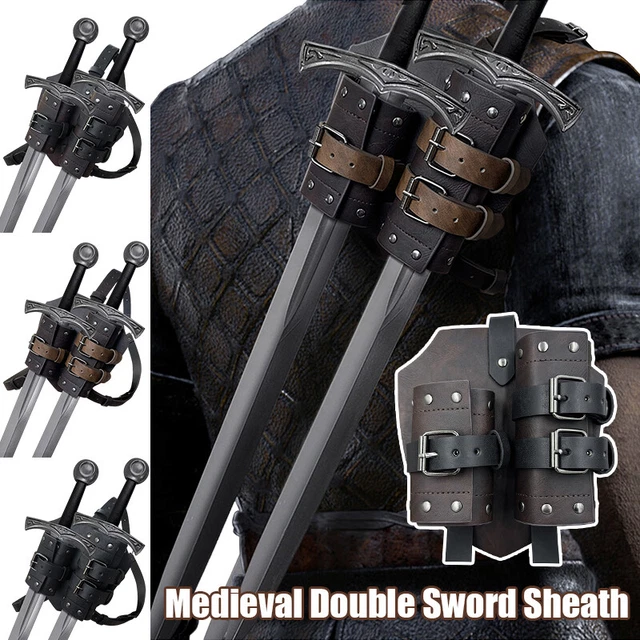 DOUBLE SWORD SHOULDERMEDIEVAL Back Sheath Warrior Scabbard Holder ...