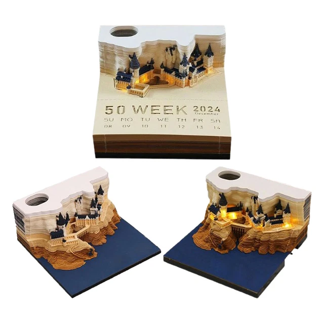 3D-KALENDER-NOTIZBLOCK, MAGISCHER SCHLOSS-UHRENKALENDER 2024 EUR 40,29 - PicClick DE