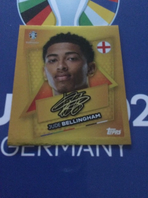 TOPPS EURO 2024 Jude Bellingham Gold England SP signature sticker £10. ...