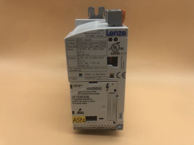 LENZE E82EV371_2C 8200 VECTOR INVERTER 0.37kW/0.5 hp - 2.4 A E82EV3712C ...