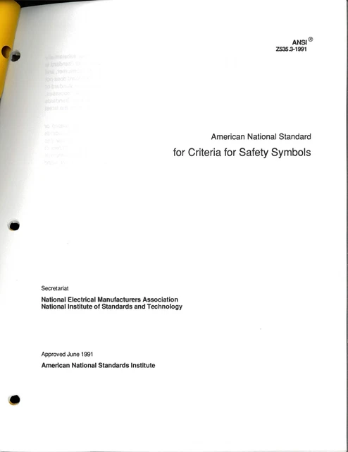 ANSI Z535.3-1991 - Criteria for Safety Symbols £234.42 - PicClick UK