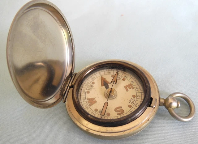 ORIGINAL WW1 BRITISH Military Officer's Pocket Fob Compass In A Nickel ...