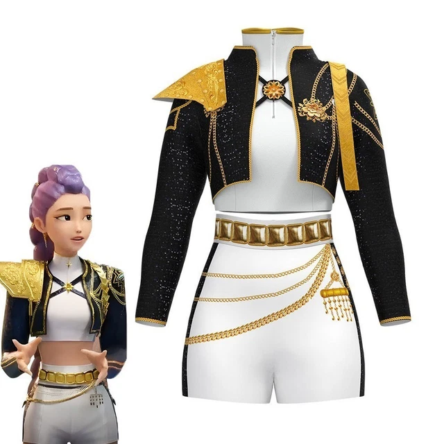 KIDS GIRLS K-POP Demon Hunters Costume Wig Rumi Mira Zoey Cosplay Fancy ...
