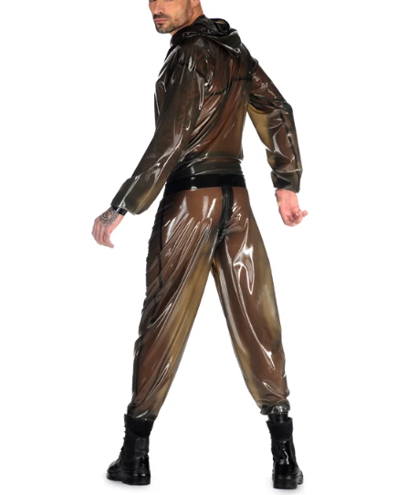 Rubber Latex Catsuit Gummi Loose Transparent Black Bodysuit Overall 0 