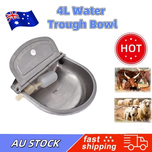 4L STAINLESS WATER Trough Bowl Auto Drinking For Dog Horse Chicken Auto ...