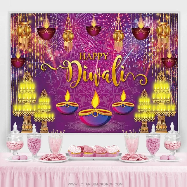 GLITTER SPARK COLORFUL Happy Diwali Holiday Backdrop $36.09 - PicClick AU