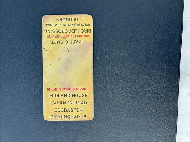 MIDLAND RED BMMO Bus Traffic Supt. Birmingham Brass Satchel Bag Plate ...