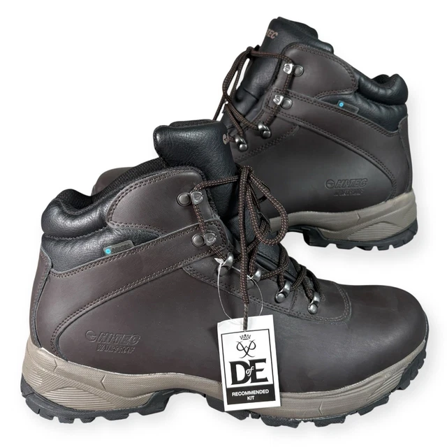 HI-TEC WALKING BOOTS Eurotrek Lite Leather Waterproof Hiking Dark Brown ...