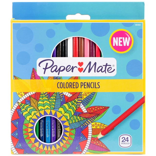 PAPER MATE COLORED Pencils Assorted Colors, Pre Sharpened, 24 Count NEW ...