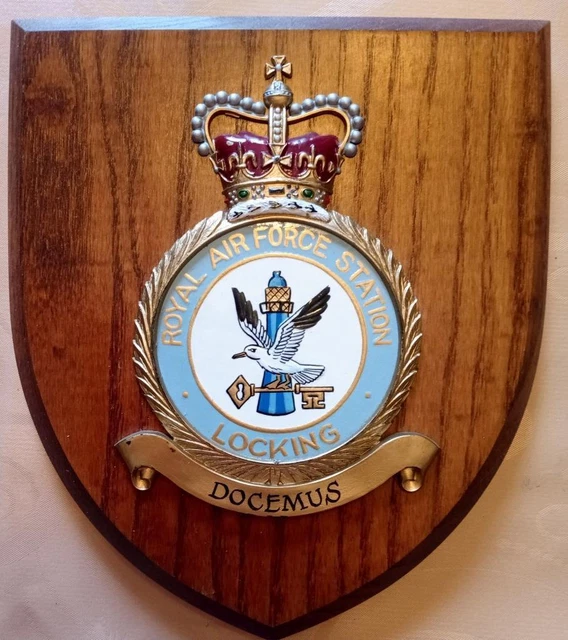 OLD RAF ROYAL Air Force Station LOCKING Squadron Crest Shield Plaque pq ...