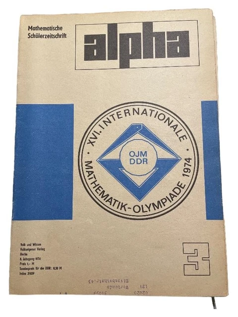 ALPHA VOLK WISSEN Math Schülerzeitschrift 1974 DDR Mathe Olympiade EUR ...