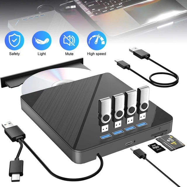USB 3.0 SLIM External DVD CD RW Writer Drive Burner Reader Player For ...