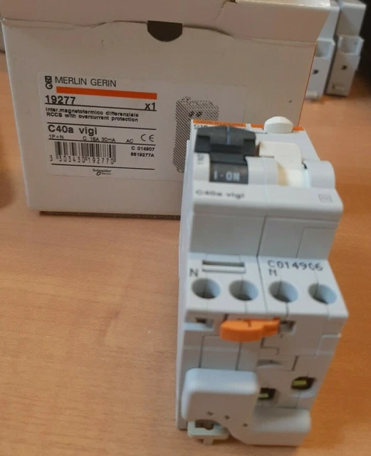 MERLIN GERIN 19277 C40A 1P+N 16A 30mA DIFFERENTIAL MAGNETOTHERMAL SWITCH £26.04 - PicClick UK