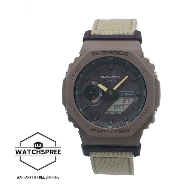 CASIO G-SHOCK BLUETOOTH® Solar Khaki Cloth Band Watch GA-B2100CT-5A ...