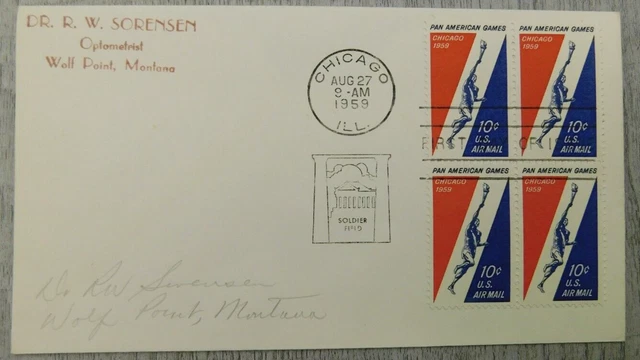 1ST ISSUE CHICAGO IL 1959 Pan American Games Soldier Field Stamp ...