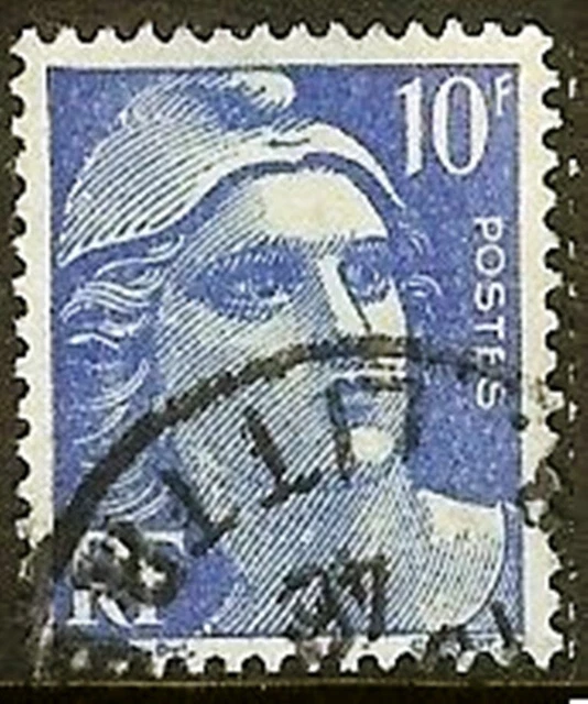 FRANCE STAMP YVERT N°723 " Marianne de Gandon 10F Blue " Cancelled Very ...
