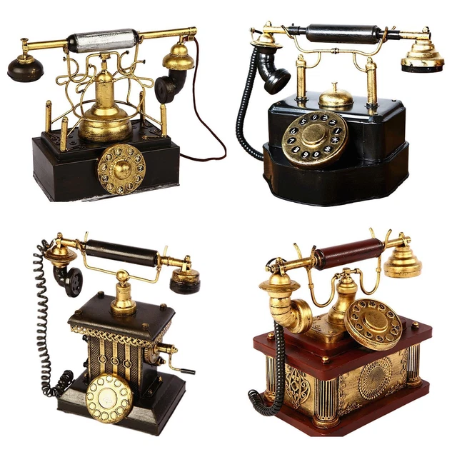ANTIQUE TELEPHONE MODEL Old Fashioned Corded Telephone Retro Style ...