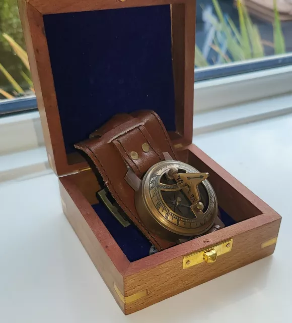 SUN DIAL LEATHER Watch Wrist Unusual Camping Antique Old Vintage ...